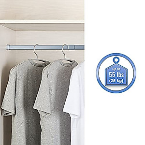 18 to 26 Inch Adjustable Closet Rod, Oval Closet Rod Wall Mounted Hanging Rod for Closet, Premium Aluminum Alloy Closet Pole Grey Closet Bar with Socket Set for Wardrobes, No Rust, With End Supports
