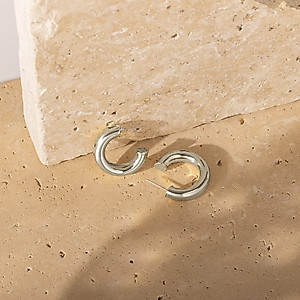 PAVOI 14K White Gold Colored Lightweight 6.5mm Chunky Open Hoops | 30mm White Gold Hoop Earrings for Women