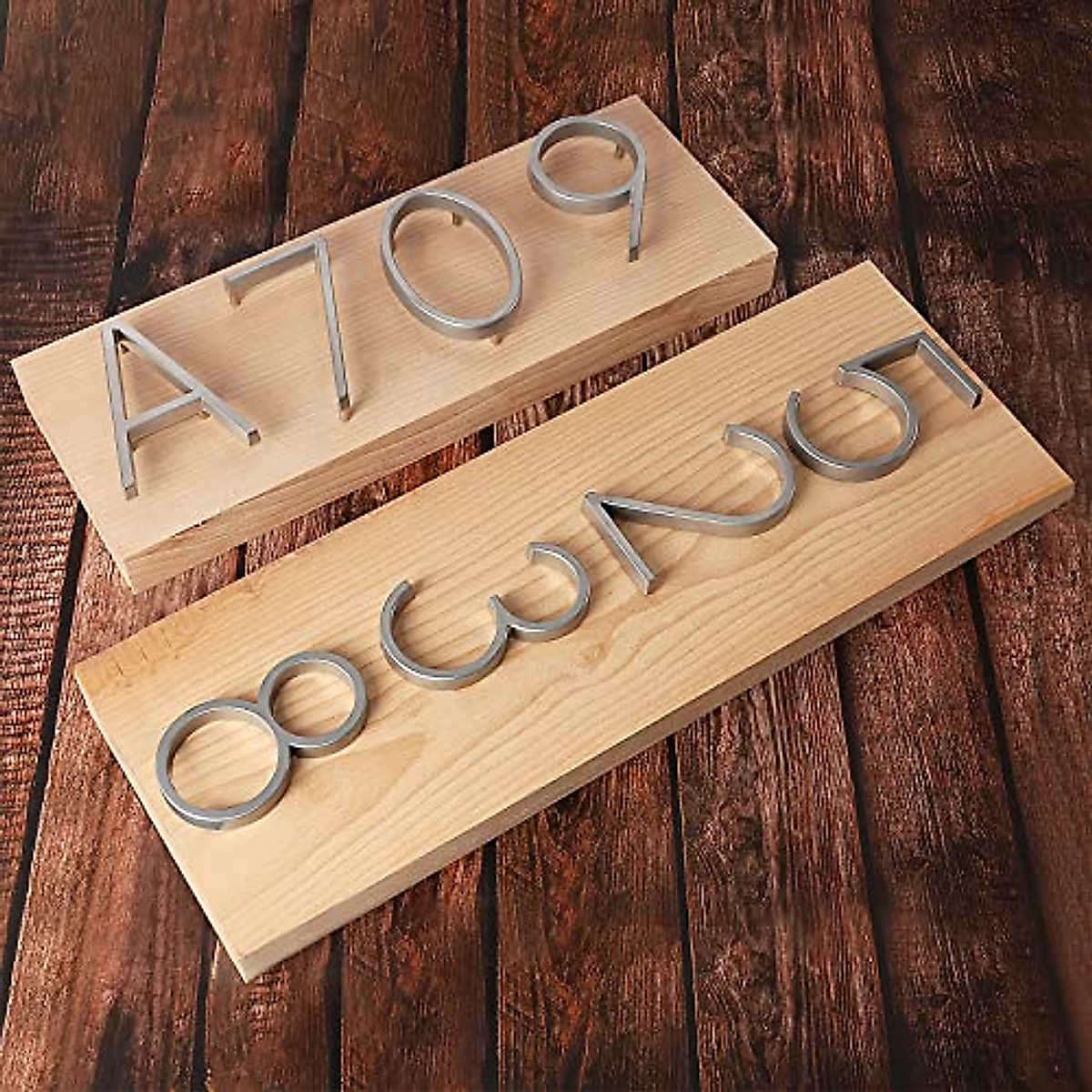 House Numbers for Outside, Gibolin 5 Inch Silver Floating Metal Modern Address Numbers Garden Door Mailbox Decor Anti-Rust Visibility Signage with Nail Kit, Number 9