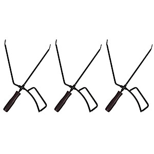 Happyyami 3 pcs fireplace carbon clip barbeque tool barbecue carbon clip Heavy- Duty Log campfire log grabber fire place accessories dessert tong bbq tongs garbage tong long iron pliers Wood
