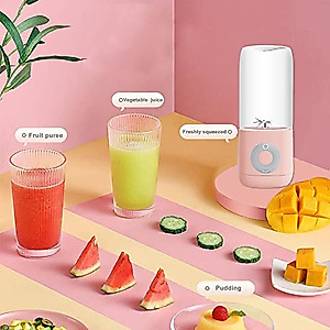 Maizoon Portable Personal Blender USB Mini Electric Juicer Cup Household Fruit Mixer Smoothie Shakes with 3 Blades 1300mah for Office Kitchen Home Travel 500ml/16.9oz Pink