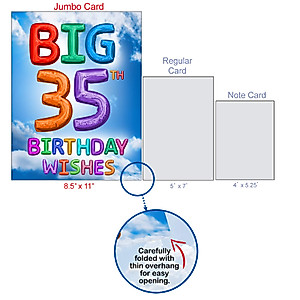 NobleWorks - Large 35th Happy Birthday Card (8.5 x 11 Inch) - Funny 35 Year Milestone Bday Congrats, Jumbo Group Card from All of Us (Not 3D or Raised) - Inflated Messages 35 J9398MBG-US