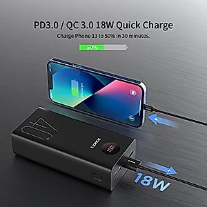 ROMOSS 40000mAh Power Bank, 18W PD USB C Fast Charging Portable Phone Charger, 3 Outputs and 2 Inputs External Battery Pack with LED Display for iPhone 14/13/13 Pro Max, iPad, Samsung Galaxy and More