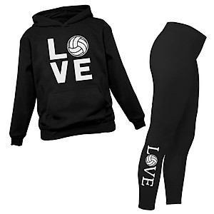 Love Volleyball Gifts for Fans Players Leggings Hoodies Sweatshirts for Women Black X-Large/Black X-Large