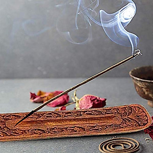 EARTHLY HOME Zen Incense Holder, Wooden Incense Ash Catcher, Incense Burner, Incense Stick Holder Backflow, Home Decor Accessories, Yoga Meditation Incense Stand - 10" x 2" x 0.3", Boat Shape