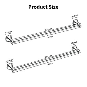 Newfun 24 Inch Brushed Nickel Towel Racks for Bathroom - 2PCS SUS304 Stainless Steel Bathroom Towel Holder Wall Mounted