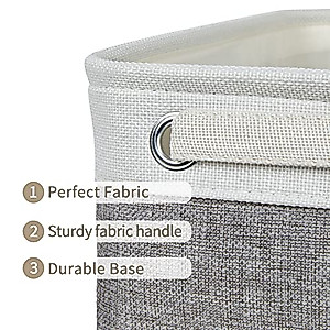 Araierd small storage Baskets for Shelves, Fabric Canvas Flodable storage baskets for Organizing Clothes, Toys(11.8" x 7.8" x 5" -Pack of 6)(White&Grey)