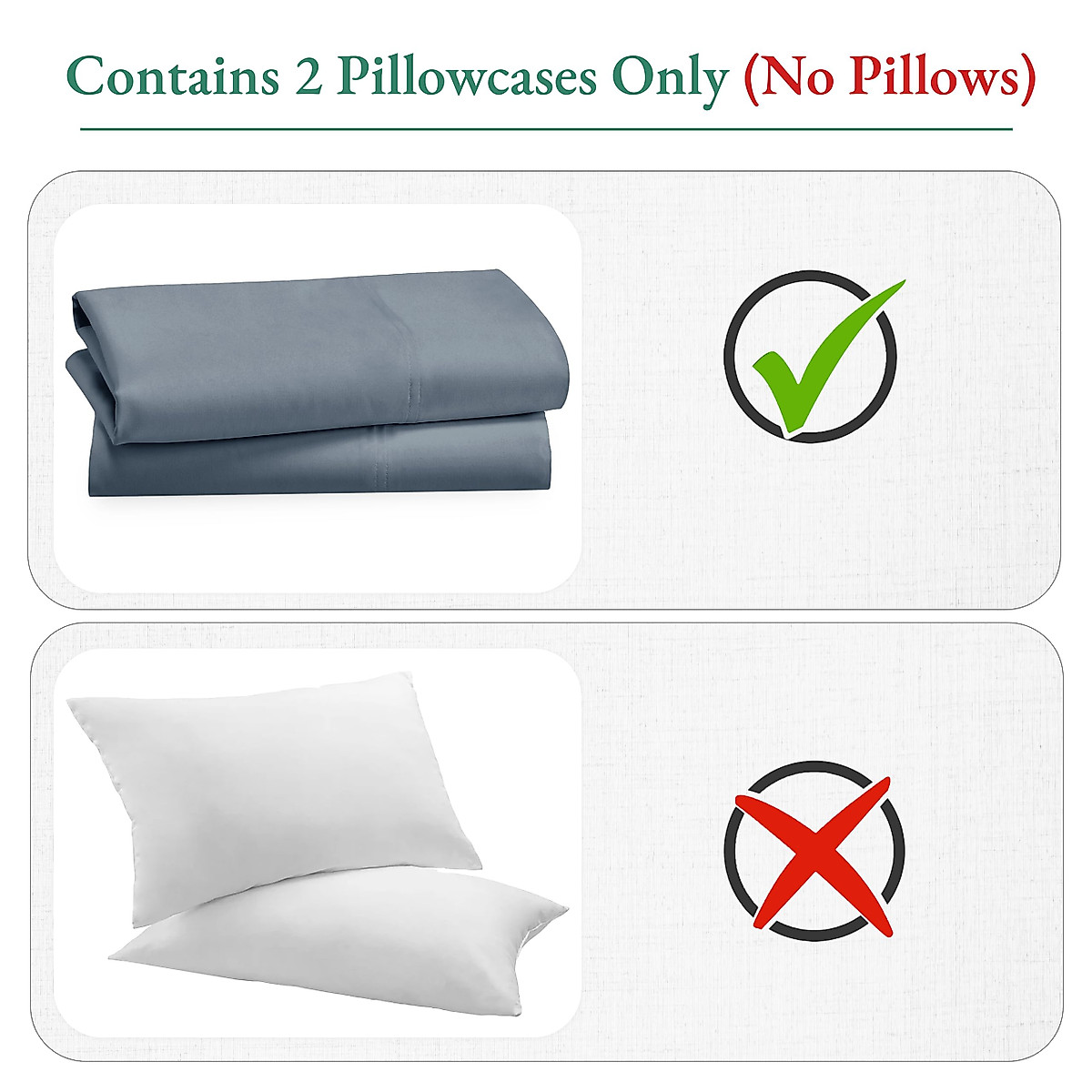 Luxuriously Soft Hotel Quality 600 Thread Count, 100% Cotton Set of 2 Cases, Crisp & Cool Standard Pillow Cases Set of 2 Fits Standard & Queen Pillows (Pastel Blue)