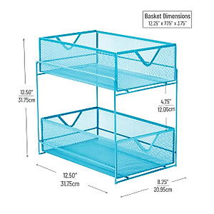 Mind Reader, Supply Storage, Makeup Accessory Organizer, One Size, Blue 2 Tier Mesh