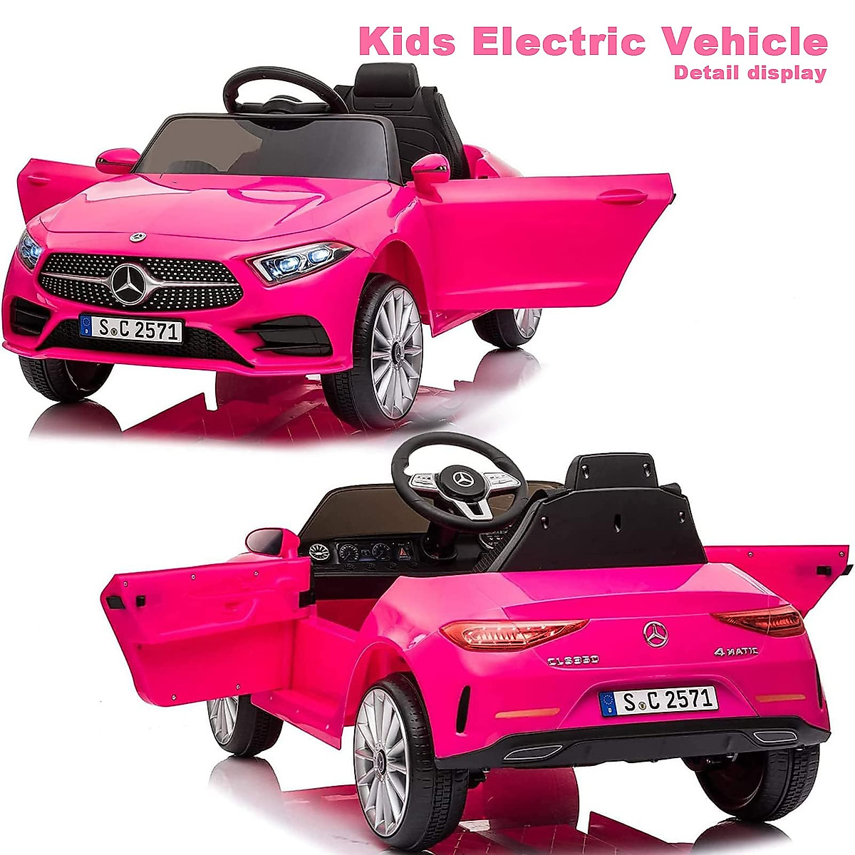 FXIONA Kids Electric Cars for Toddler Ride On with Parent Remote Control Vehicles for Girl and Boy Ride in 12V Battery Power 4 Wheels Mercedes Benz Big Toys Baby Toddler Car Music Light 3 Speed(Pink)