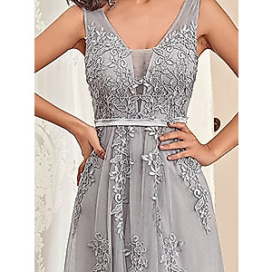 Ever-Pretty Women's Sleeveless Lace Wedding Guest Dress for Women Grey US10