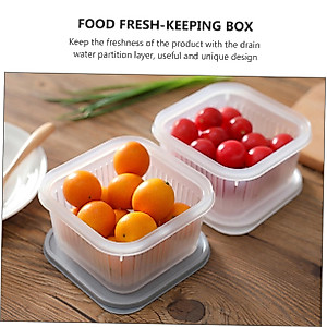 HOLIDYOYO 4pcs Box Double Layer Crisper Onion Fresh-keeping Case Containers with Strainer Basket Food Containers Fridge Food Container Draining Crisper Fruit Strainer Ginger Drain Crisper or