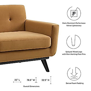 Modway Engage Performance Velvet Loveseat with Cognac Finish EEI-5599-COG