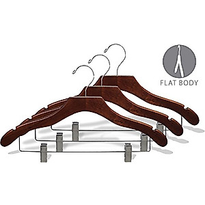 The Great American Hanger Company Wooden Combo Walnut Finish Hanger with Clips and Notches (Box of 100)