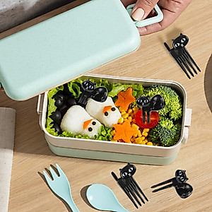 ICYANG Black Cat Food Picks for Fruit Cocktail Picks Bento Lunch Box Forks Decor Party Accessories Palillos Decorativos Comida Cute Animal Reusable Small 12 Pieces