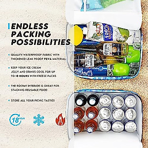 OEELINN -Large Soft Insulated Cooler Bag, Portable Collapsible, Waterproof, Lightweight, with Padded Shoulder Strap for Picnic, Camping, Grocery Shopping, Travel