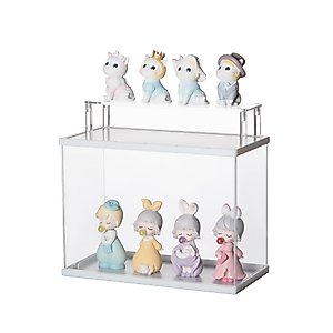Acrylic Display Case Display Box with White Lid and White Base, Dustproof Showcase Figurines Collection Acrylic Cube for Toy Dolls Souvenirs Models(11.8 X 6.3 X 8.7 INCH)