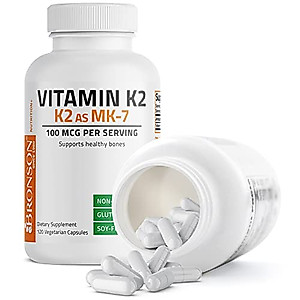 Bronson Vitamin K2 as MK-7 Menaquinone 100 mcg Non-GMO, 120 Capsules