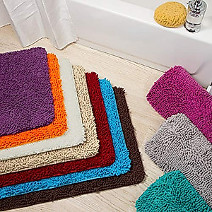 Lavish Home 2 Piece Memory Foam Shag Bath Mat - White, 32"x21"x1.25"