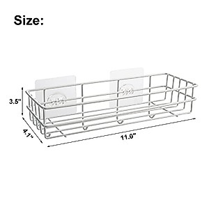 Bathroom Shelf Organizer Shower Caddy Storage Kitchen Rack With Traceless Transparent Adhesive No Drilling Black Roll up Dish Drying Rack