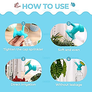 AUEAR, Plastic Bottle Watering Dual Head Spout Bottle Cap Sprinkler Plant Bonsai Bottle Cap Sprinkler for Indoor Seedlings Plant Garden Tool (3 Pack)