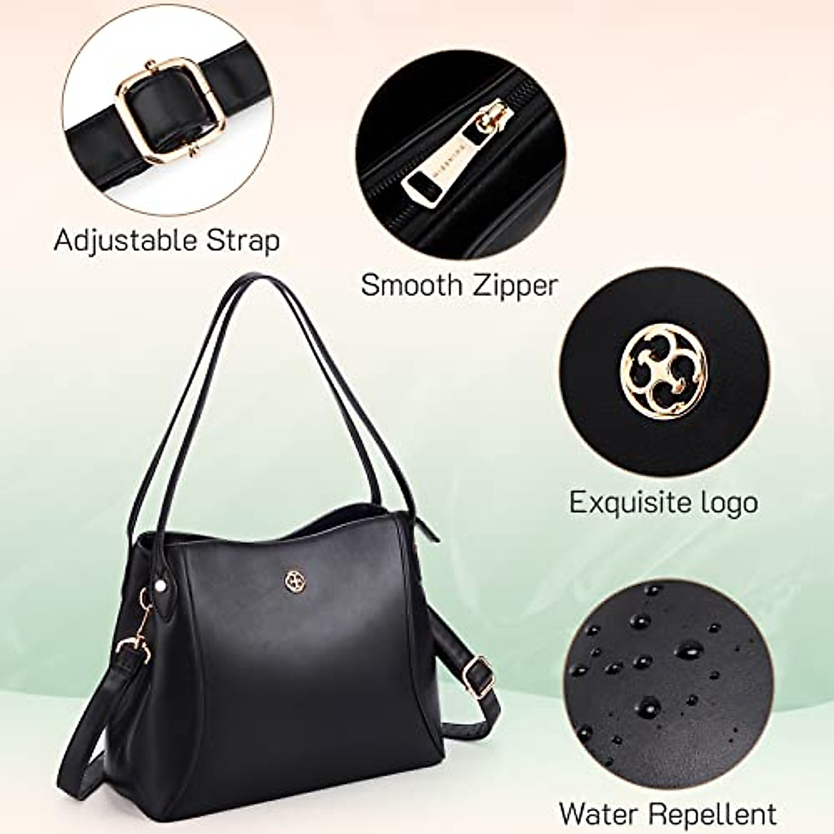 Missnine Hobo Bags for Women PU Leather Purse Fashion Crossbody Handbag Chic Tote Bag with Adjustbale Shoulder Strap