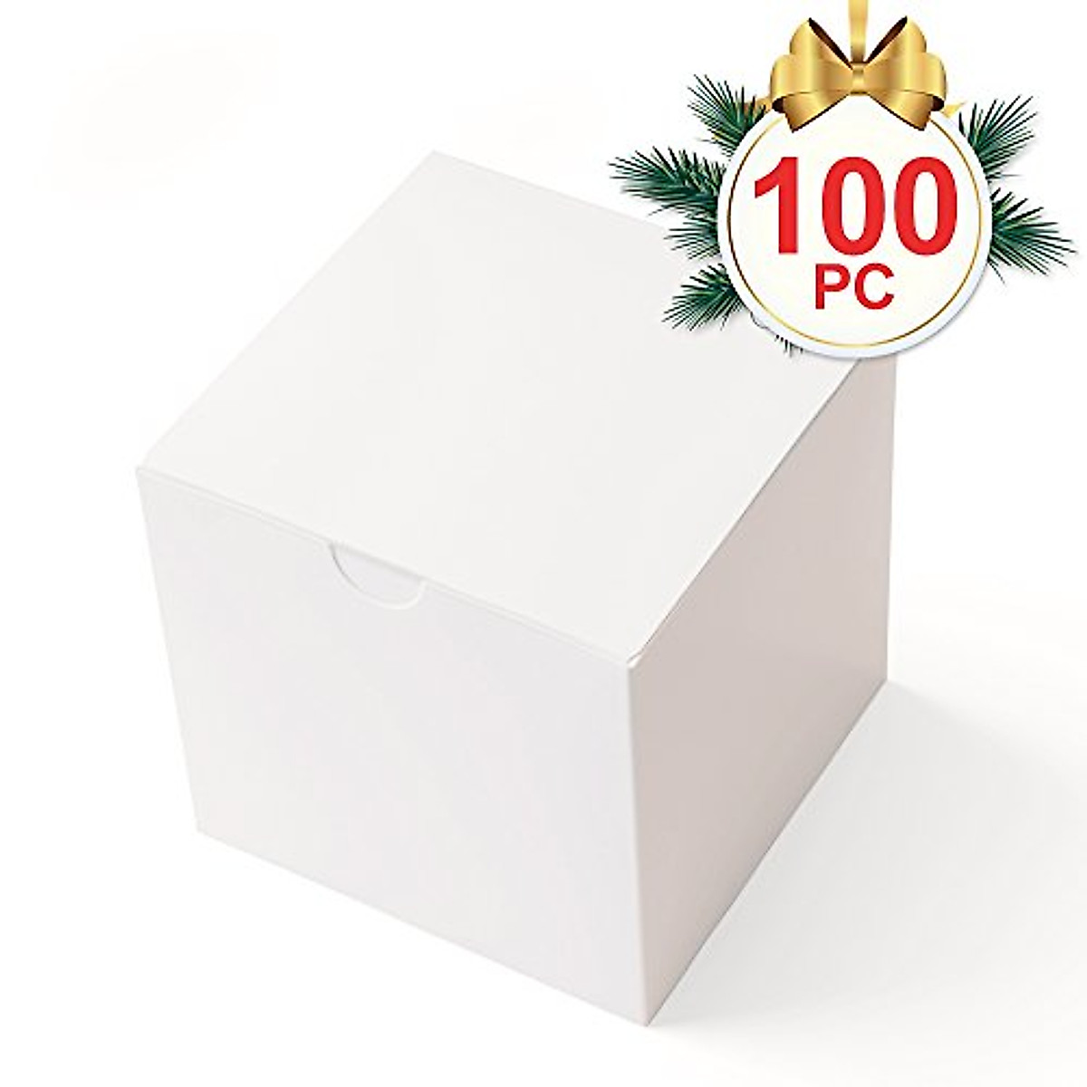 MESHA 3x3x3'' Cardboard Gift Boxes with Lids, Small for Bridesmaid/ Groomsmen Gifts, Cupcakes, Crafting, Party/ Wedding Favor, Bridal/Baby Shower, White 100 Pack