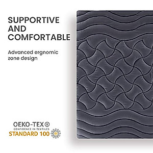 SLEEP ZONE Cooling Queen Mattress Pad, Premium Zoned Quilted Fitted Mattress Topper, Elastic Mattress Protector Cover, Machine Wash Durable, Deep Pocket 8-21 inch (Grey, Queen)