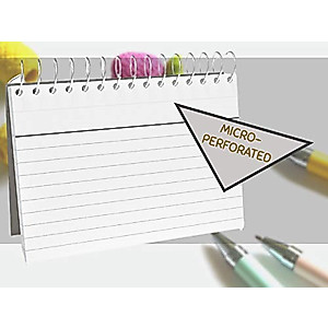 1InTheOffice Spiral Index Cards 3x5 Ruled, Notecard Spiral Bound, Ruled Index Cards Spiral Bound, Spiral Bound Index Cards 50 Cards/Pack, 6 Packs