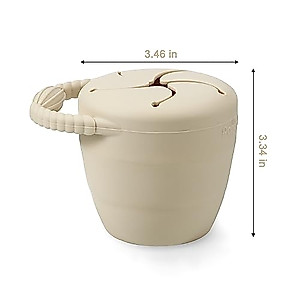 PandaEar Silicone Snack Containers, Collapsible Toddler Snack Cups Spill Proof Food Catcher for Toddler Baby, Pack of 2 -Light Tan/Walnut