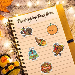 100PCS Fall Stickers Pack, Thanksgiving Turkey Pumpkin Stickers for Kids, Autumn Waterproof Vinyl Gift Stickers for Water Bottles, Cards, Scrapbooking, Harvest Party Favorites