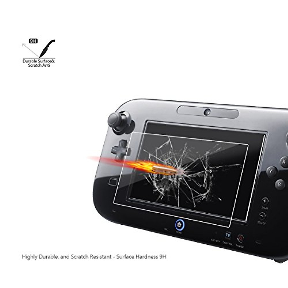 (Pack of 2) Tempered Glass Screen Protector for Nintendo Wii U, Akwox [0.3mm 2.5D High Definition 9H] Premium Clear Screen Protective Film for Nintendo Wii U