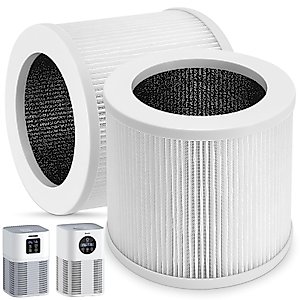 Aiskaer 2-Pack A1 A1W Replacement Filter Compatible with VEWIOR HQSC-50,HQKJ-80,AMEIFU AP01W,KOIOS HQKJ-50 Air Purifier,3-in-1 H13 True HEPA Filter