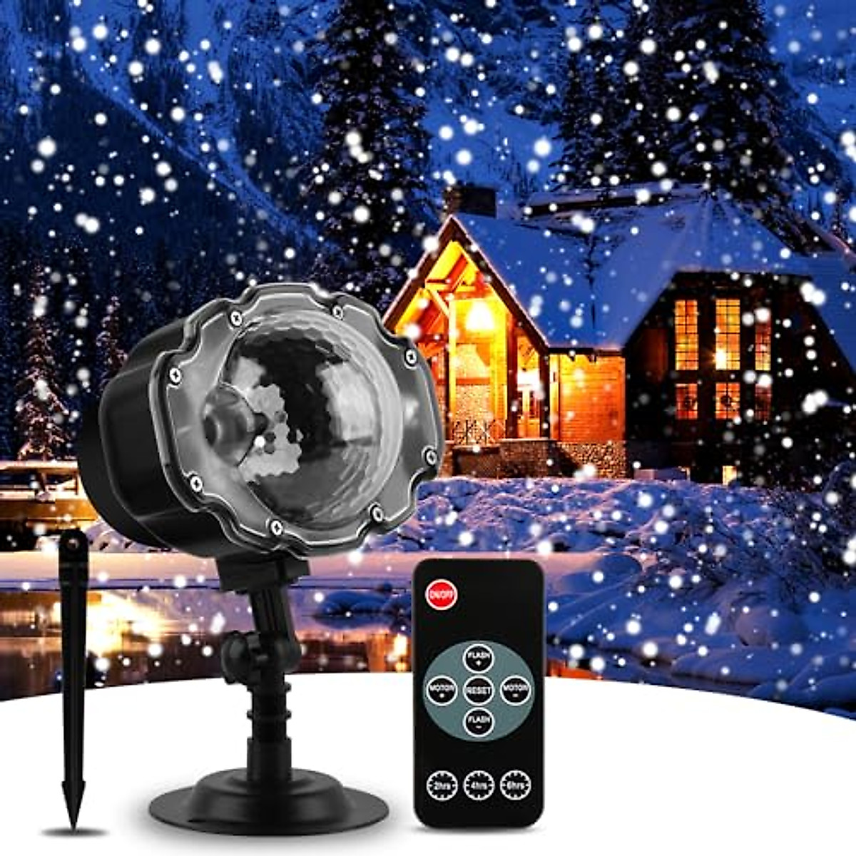 EFOBO Christmas Snowfall Projector Lights, White Snow Lights with Remote Control, Indoor Outdoor for Halloween Xmas Party Wedding Garden Landscape Decoration