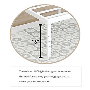 alazyhome 18 Inch Metal Twin Size Bed Frame Heavy Duty Platform Noise Free Steel Slat Support Easy Assembly Noise Free No Box Spring Required White