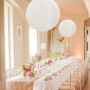 White Large Balloons 24 Inches 5 Jumbo Stuffing Balloons Giant Globe Strong Latex Big Round Balloon For Bridal Shower Decorating,Photo Shoot, Wedding, Baby Shower, Birthday Party Helium Quality