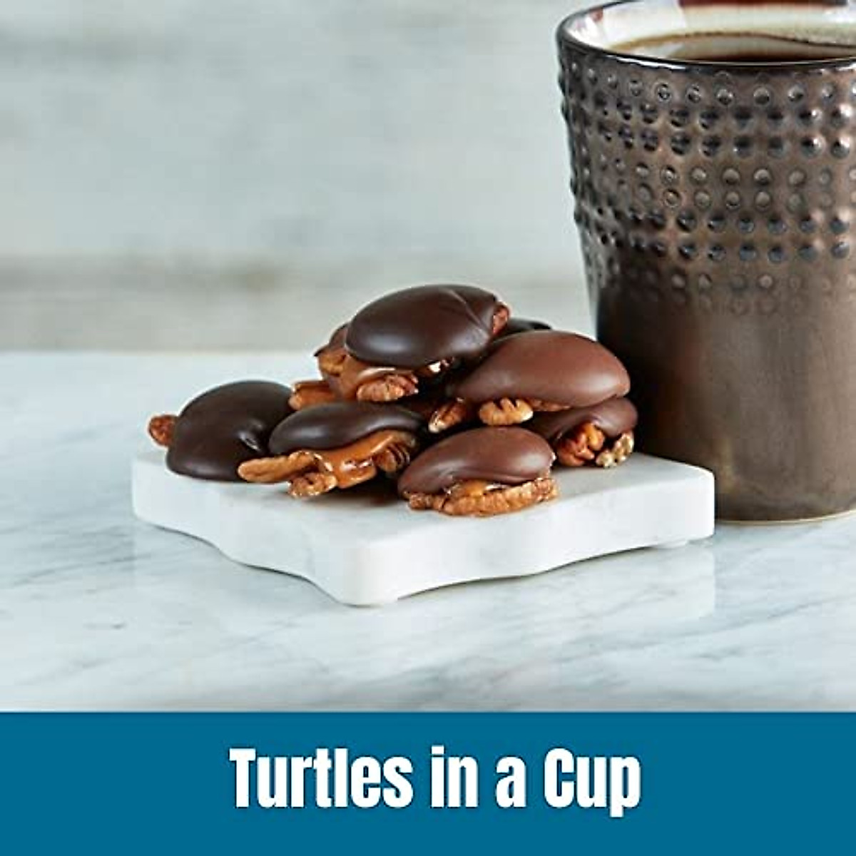 Door County Coffee, Single Serve Cups for Keurig Brewers, Turtles in a Cup, Caramel and Toasted Pecan Flavored Coffee, Medium Roast, Ground Coffee, 10 Count