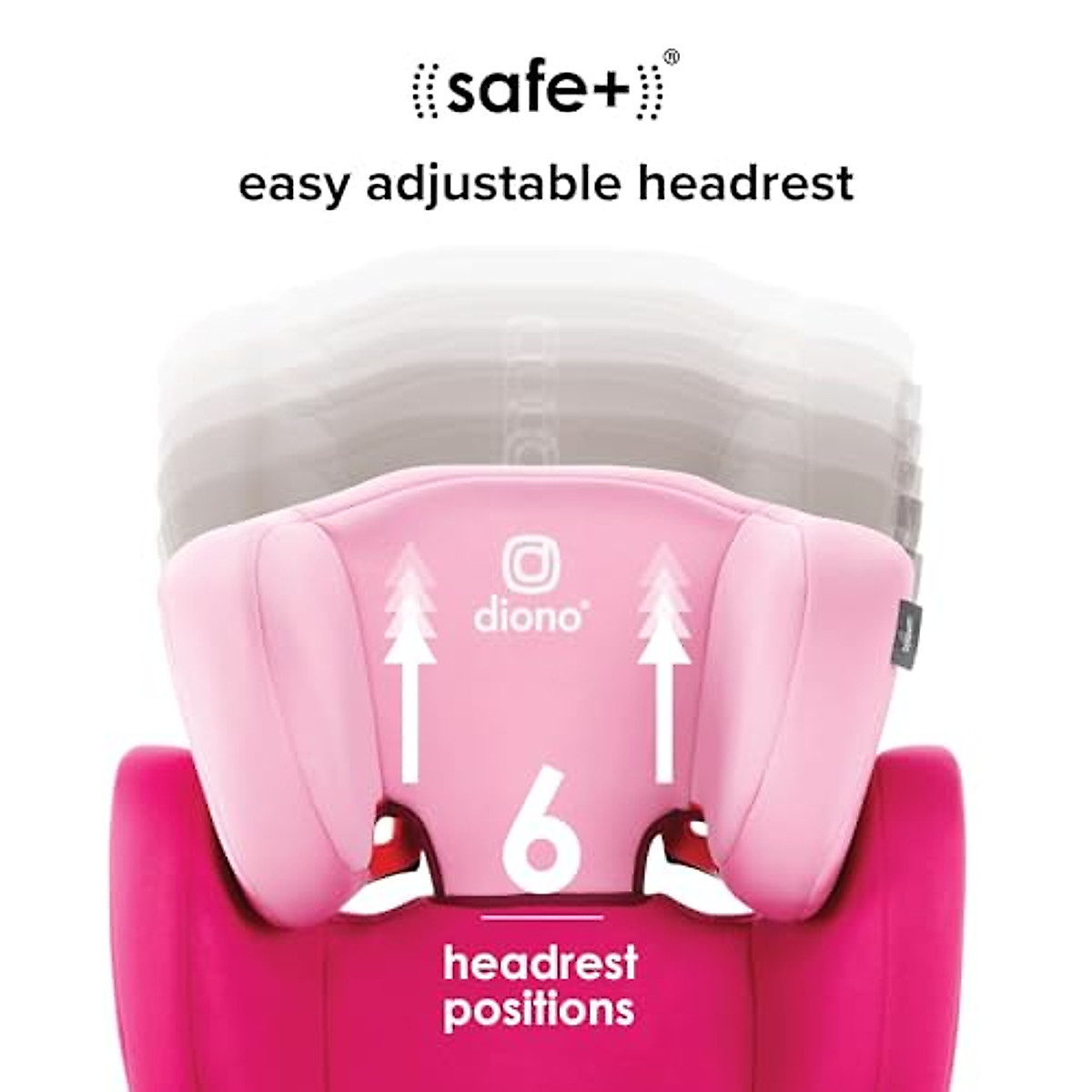 Diono Cambria 2 XL, Dual Latch Connectors, 2-in-1 Belt Positioning Booster Seat, High-Back to Backless Booster, Space and Room to Grow, 7 Headrest Positions, 8 Years 1 Booster Seat, Pink