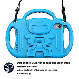 LTROP Kids Case for 2024 iPad Mini 7 & 2021 iPad Mini 6, Shockproof Handle Stand Shoulder Strap Kids Bumper Case for iPad Mini Tablet, Blue