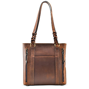 Lady Conceal Ambidextrous Concealed Carry Bella Leather Tote YKK Locking Zippers - Tactical Gear for Women (Distressed Brown)