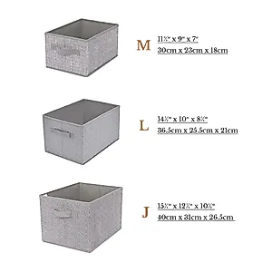 GRANNY SAYS Closet Storage Bins, Storage Baskets for Shelves, Fabric Storage Bins with Handles, Storage Boxes Decorative Containers for Living Room Bookshelf, Gray, Medium, 3-Pack