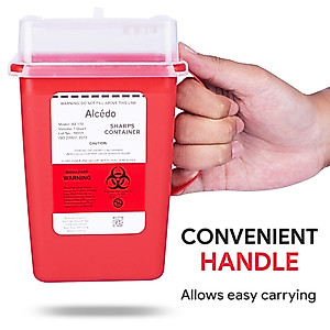 Sharps Container for Home Use and Professional 1 Quart (3-Pack) by Alcedo | Biohazard Needle and Syringe Disposal | Small Portable Container for Travel