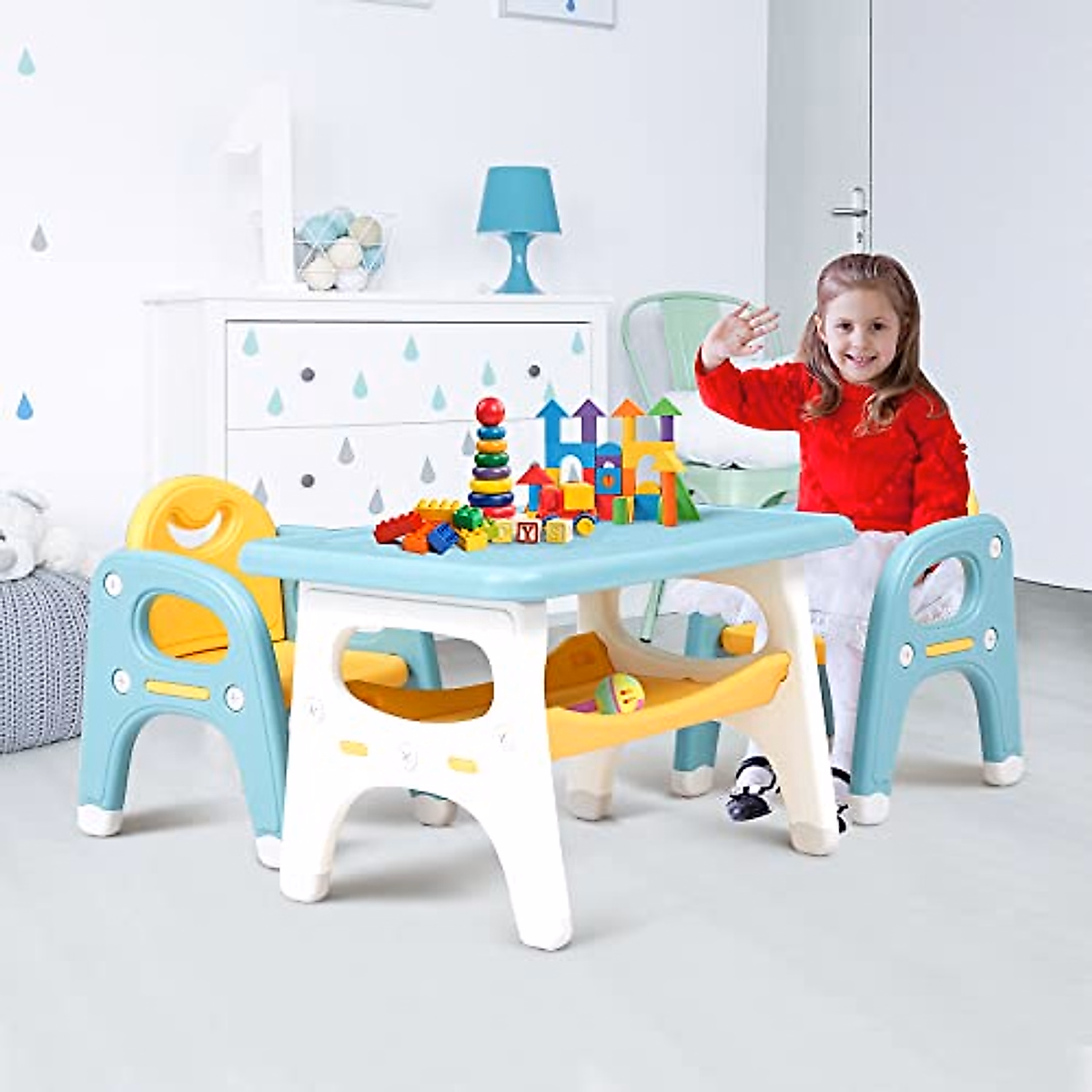 FIZZEEY Kids Table and 2 Chairs Set - Toddler Table and Chair Set, Kids 3 Piece Table and Chair Set for Toddler Over 3 Years