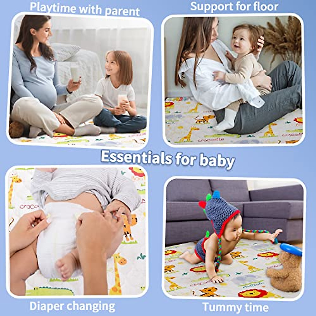 ChildLike Lion Baby Play Mat - Comfortable Non-Slip Tummy Time Mat for Floor Crawling, 71x59 Inch