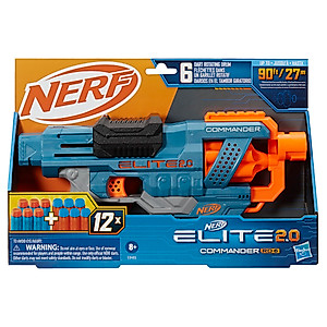 Nerf Elite 2.0 Commander RD-6 Dart Blaster, 12 Nerf Elite Darts, 6-Dart Rotating Drum, Nerf Blasters, Kids Outdoor Toys for 8 Year Old Boys & Girls and Up