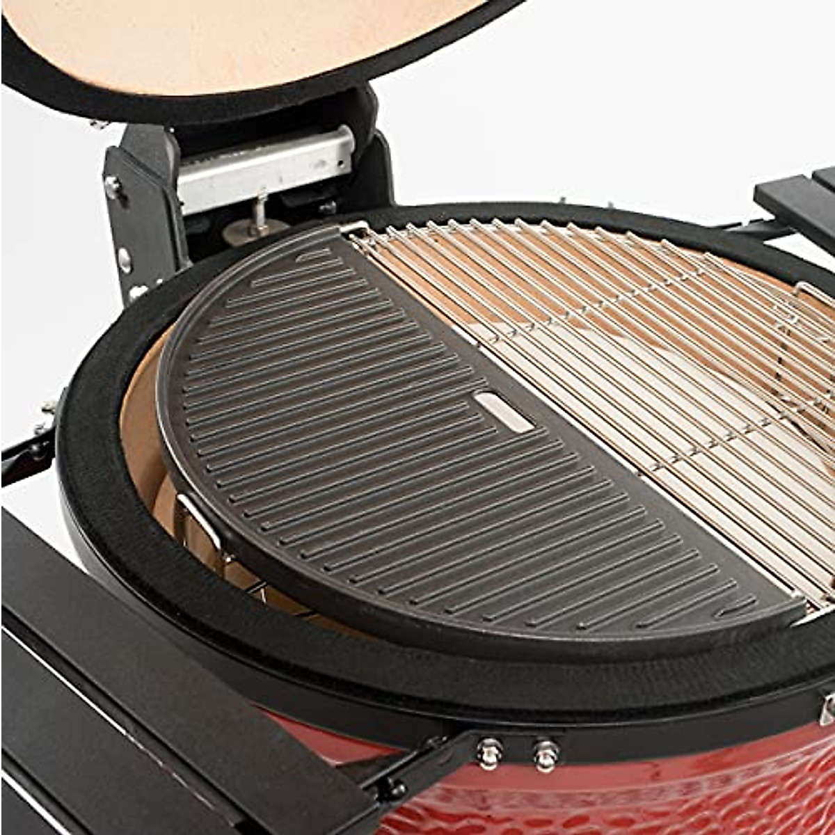 Kamado Joe KJ-HCIGRIDDLE Half Moon Cast Iron Reversible Grill Griddle for Classic Joe, Black
