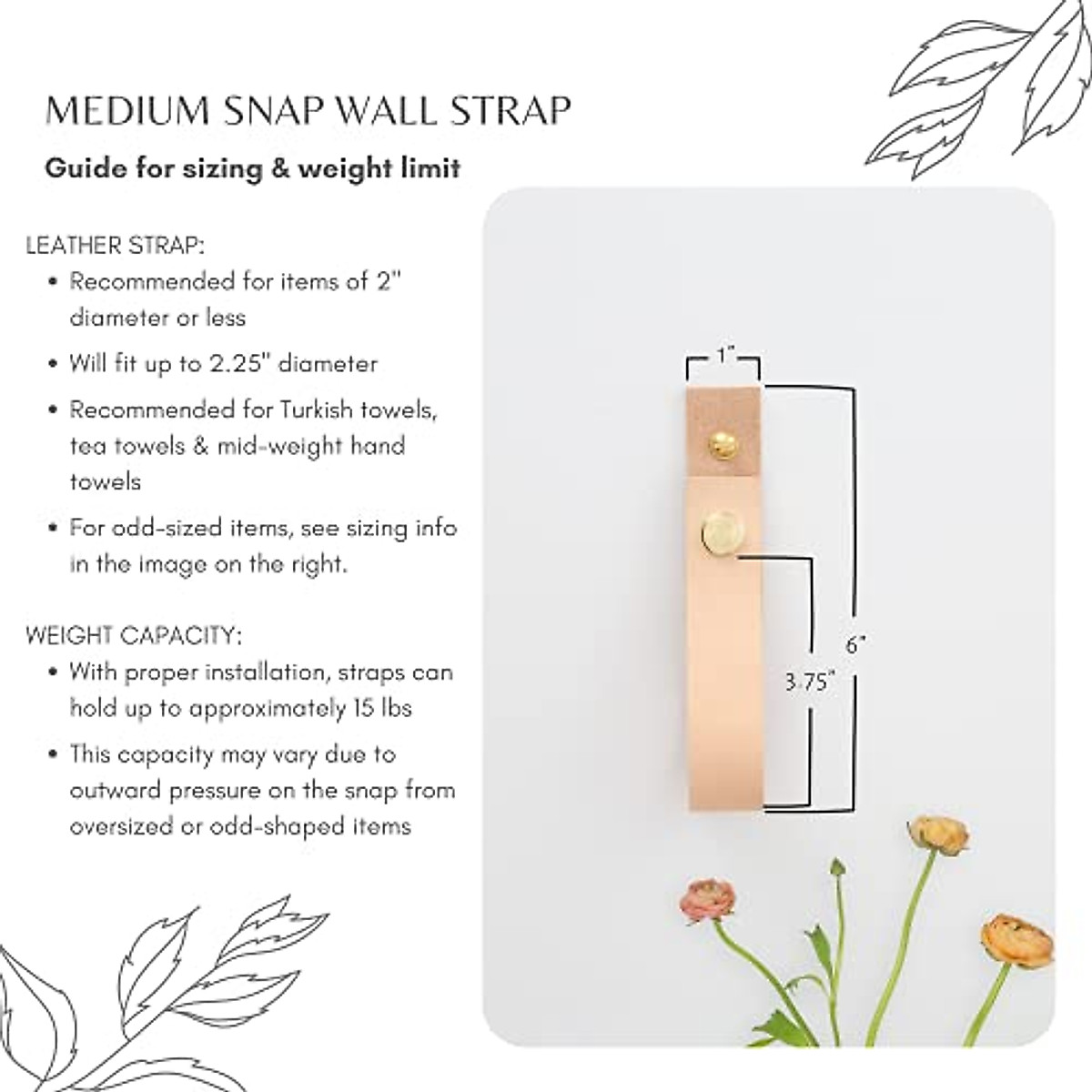 KEYAIIRA - Leather Wall Strap that Opens & Closes - entryway hook for handbags, shopping totes, keys, towels minimalist functional interior design snap jewelry hook