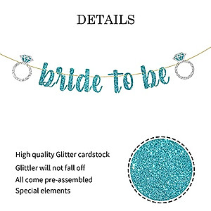 WeBenison Bride to Be Banner, Bride Shower Party Supplies, Engagement Bachelorette Wedding Party Decorations Blue Glitter
