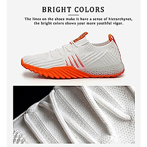 mitvr Womens Colorful Sneakers Fashion Sports Shoes Breathable Casual Walking Shoes,White Orange,41EU=9.5 M US Women