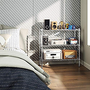 Auslar 3-Shelf Storage Wire Shelves Heavy Duty 3 Tiers Standing Shelving Units Adjustable Metal Organizer Wire Rack, Chrome